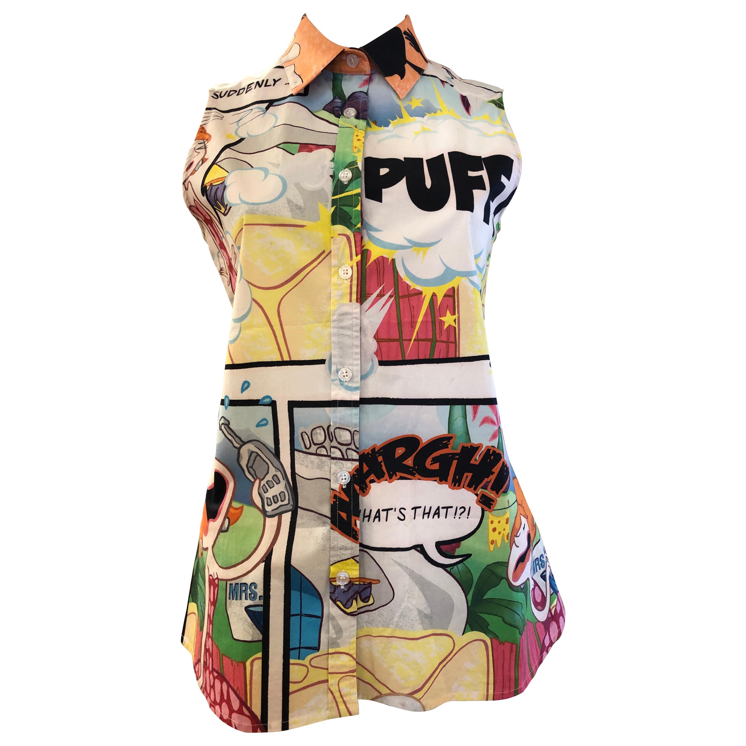 Moschino Cheap and Chic Comic Cotton Print Shirt at 1stDibs