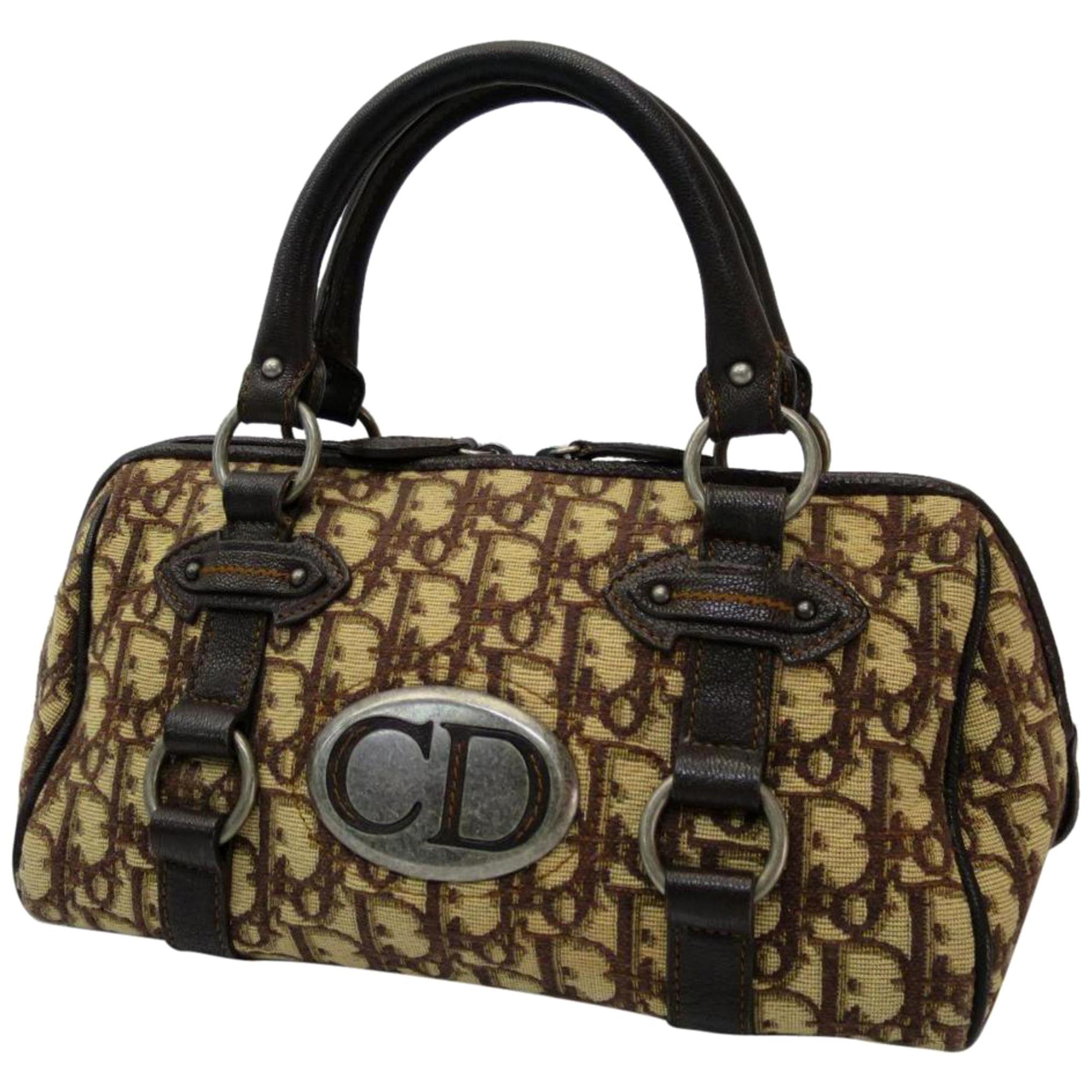 Dior Oblique Monogram Trotter Signature Boston 866785 Brown Nylon ...