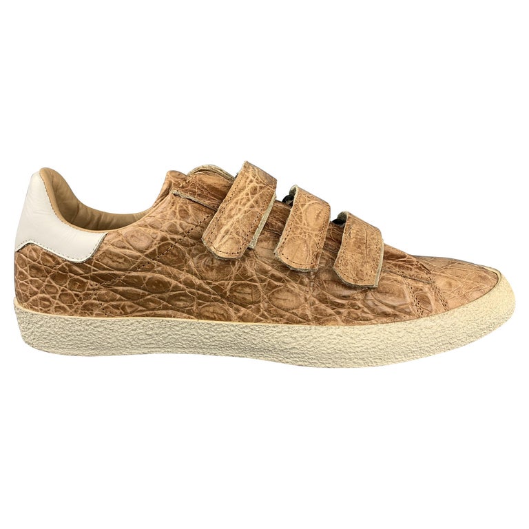 MAURO VOLPONI Size 8.5 Tan Textured Velcro Closure Sneakers For Sale at ...