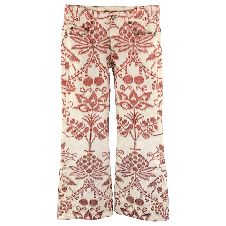 GUCCI by TOM FORD SS2000 Size 29 x 31 White Embroidery Cotton Bell ...