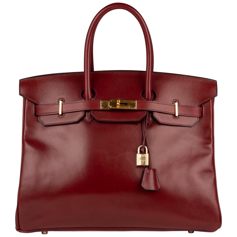 Hermes Birkin35cm Burgundy Box Leather Handbag at 1stDibs