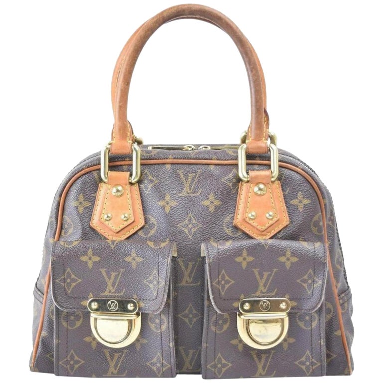 Louis Vuitton Manhattan Monogram Pm 865866 Brown Coated Canvas Satchel For Sale at 1stDibs