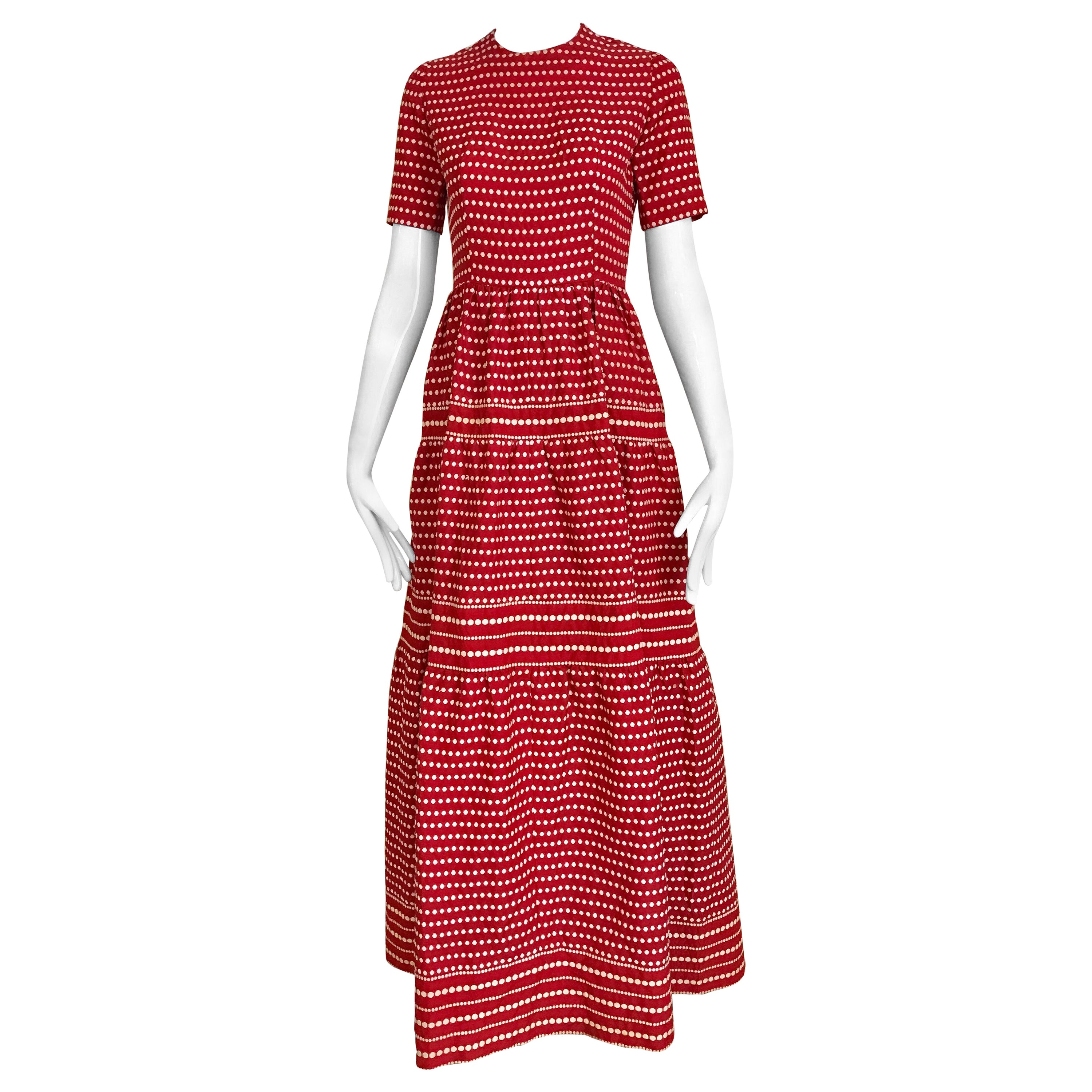 1973 Christian Dior Demi-Couture Pink Deco Print Cotton Pleated Sun ...