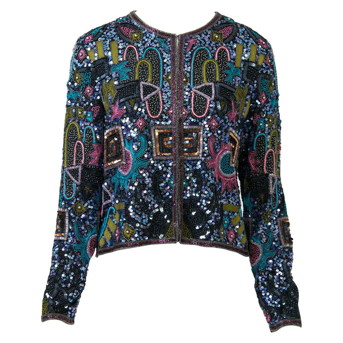 ANTIQUE 1930'S Tulle and Chocolate Bronze Sequin Applique Jacket Size 4 ...