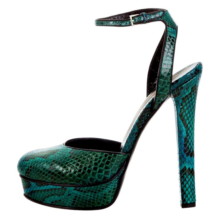 New Gucci 90th Anniversary Fall Runway Python Skakeskin Pump Heels Sz ...