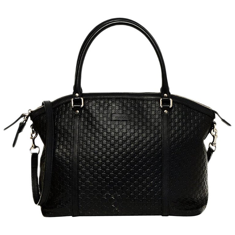 Gucci Black Leather Microguccissima Monogram Dome Satchel Bag rt $1,650 ...