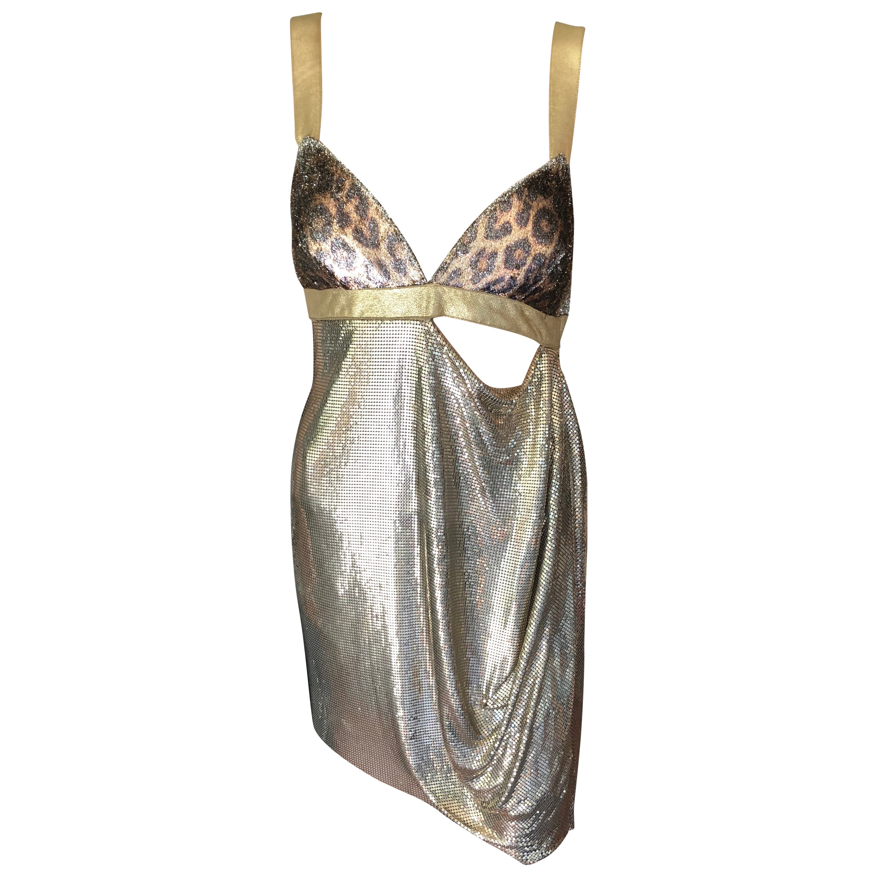 Gianni Versace Couture Oroton Silver Chainmail Gown w/Thigh-High Slit ...