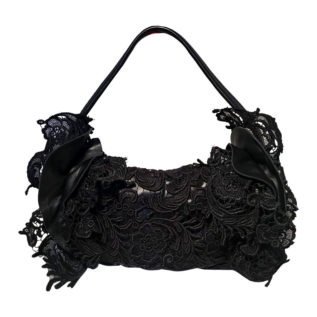 Prada Black Leather Pushlock Shoulder Bag For Sale at 1stDibs