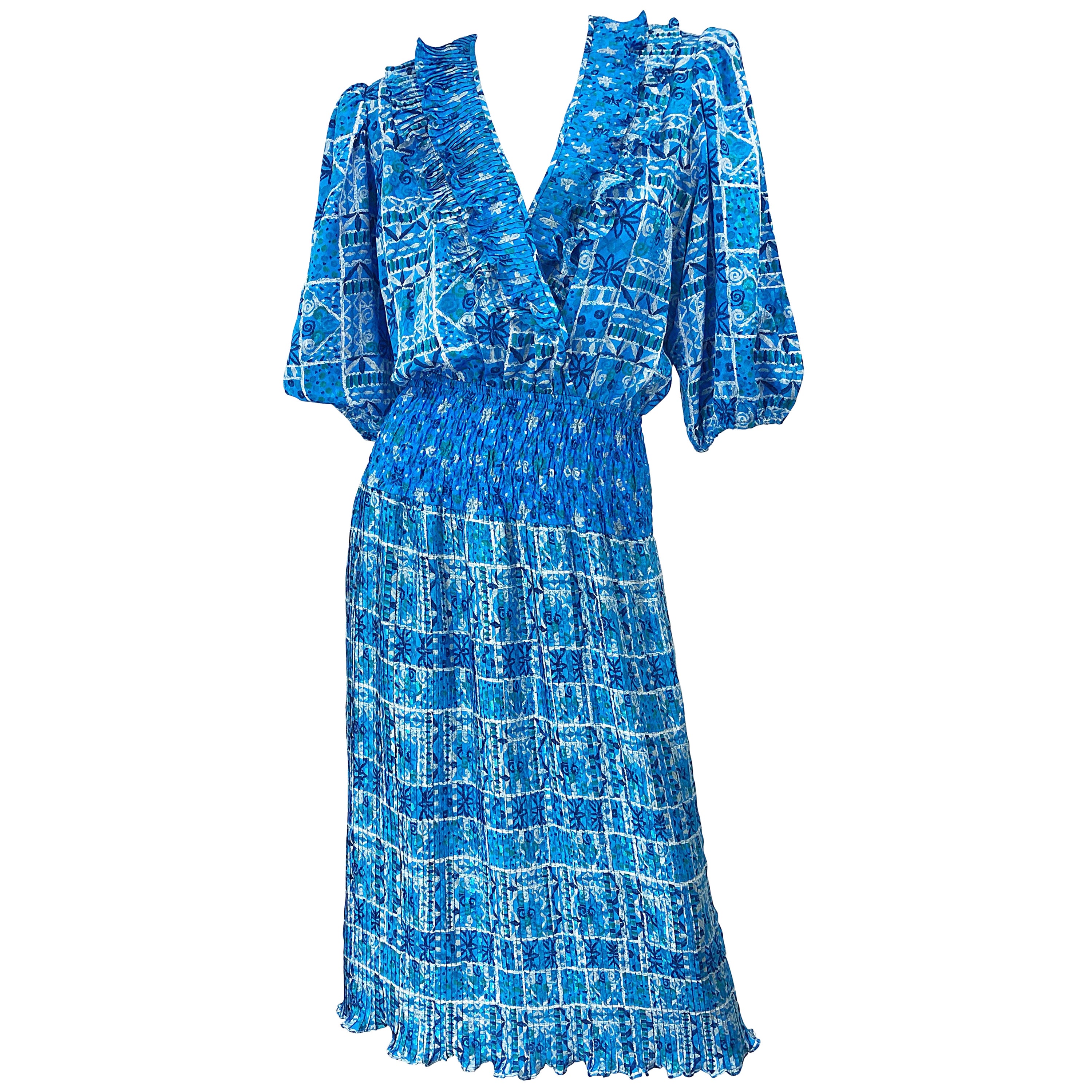 Vintage Diane Freis Silk Dress For Sale at 1stDibs