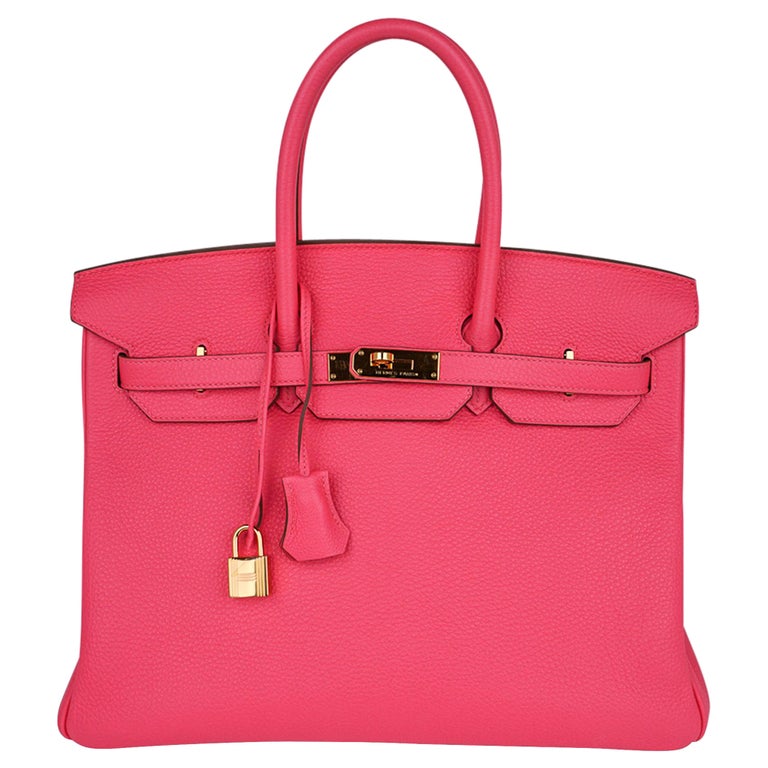 Hermes Birkin 35 Bag Pink Rose Lipstick Togo Gold Hardware For Sale at ...