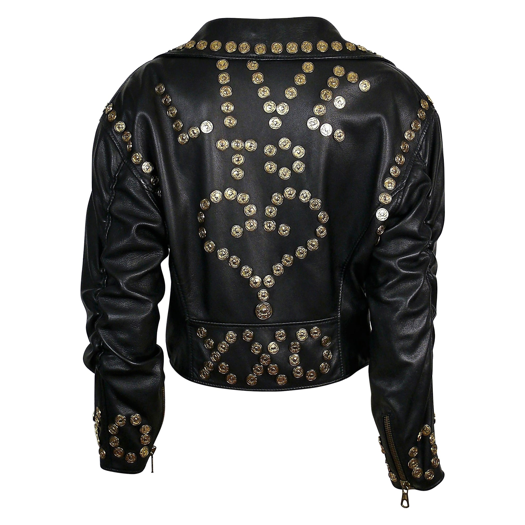 runway MOSCHINO black gold metal ring trimmed collar cropped classic ...