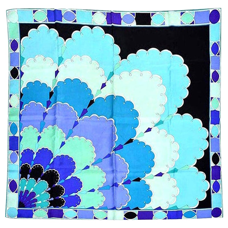 Emilio Pucci Blue, Pink and Sage Green Silk Geometric Scarf Vintage at ...