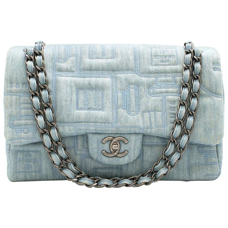 Chanel Perfume Embroidered Denim Flap Bag at 1stDibs
