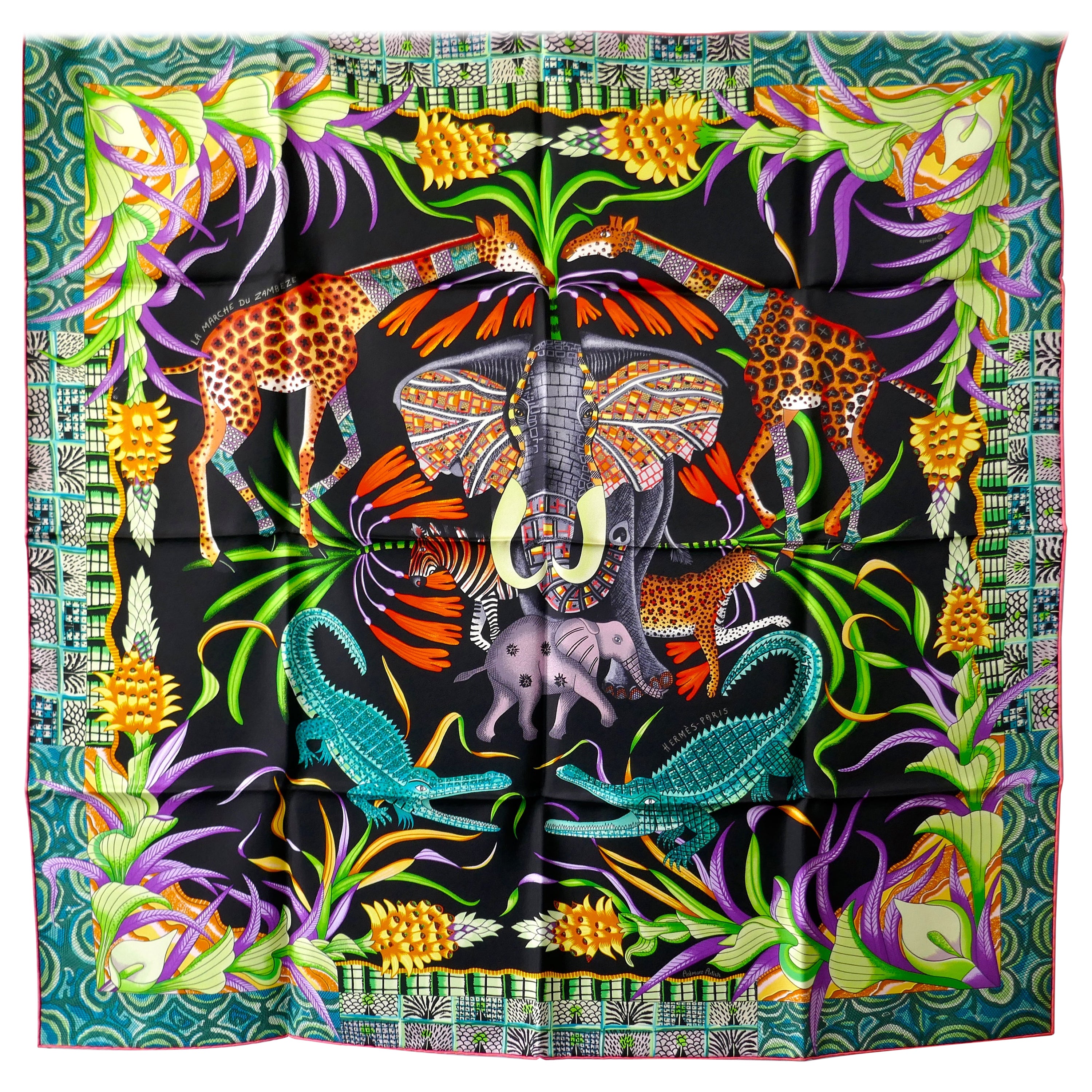 HERMÈS Ardmore Artists design “Flowers of South Africa” 100% Silk Scarf ...
