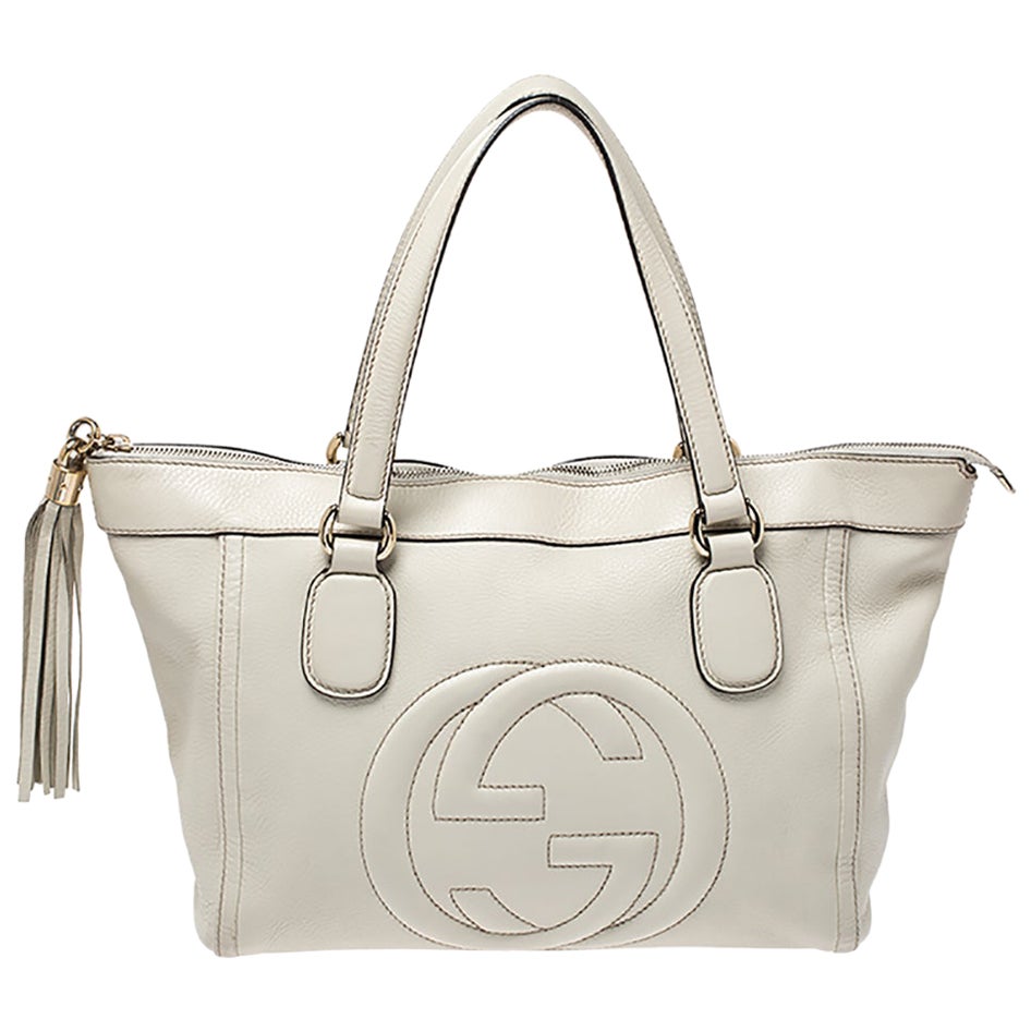 Gucci Vintage Cut Out Handle Bag Canvas with Leather Medium at 1stDibs