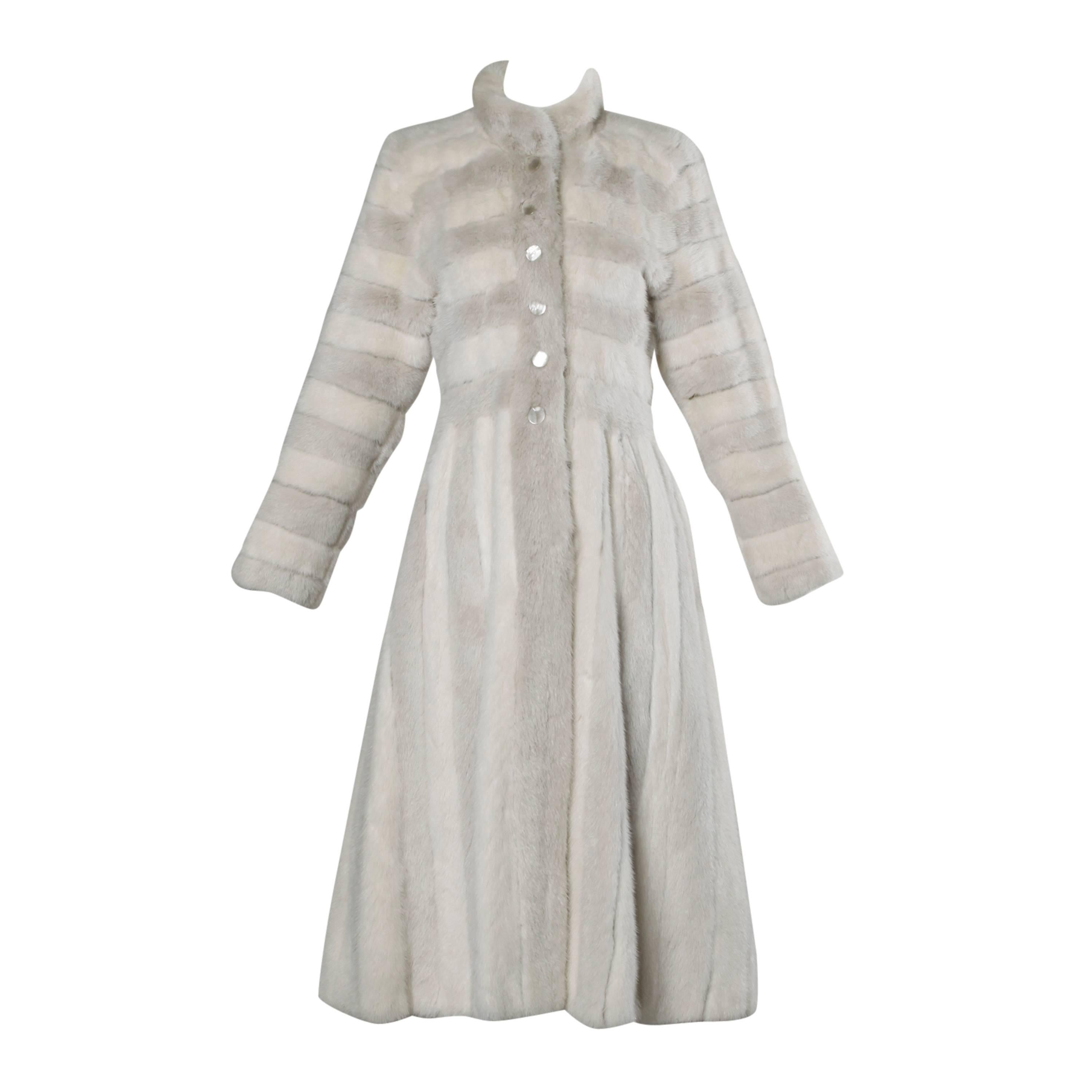 Beautiful 1970s Vintage Striped Mink Fur Princess Coat at 1stDibs