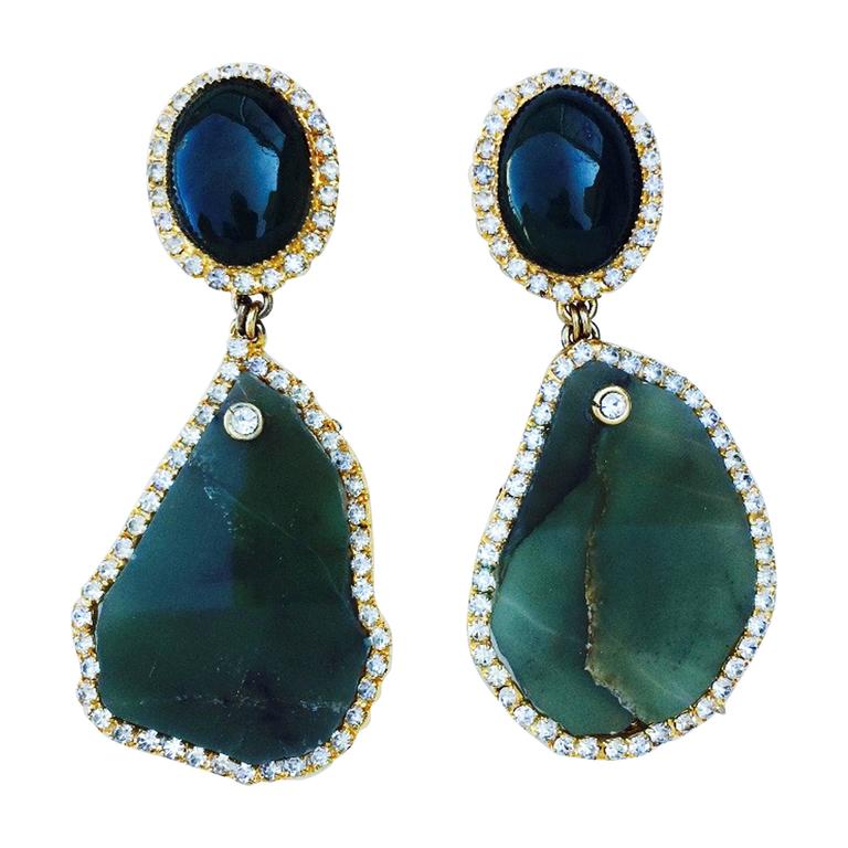 Rare William de Lillo Jade Ear Drops 1973 at 1stDibs