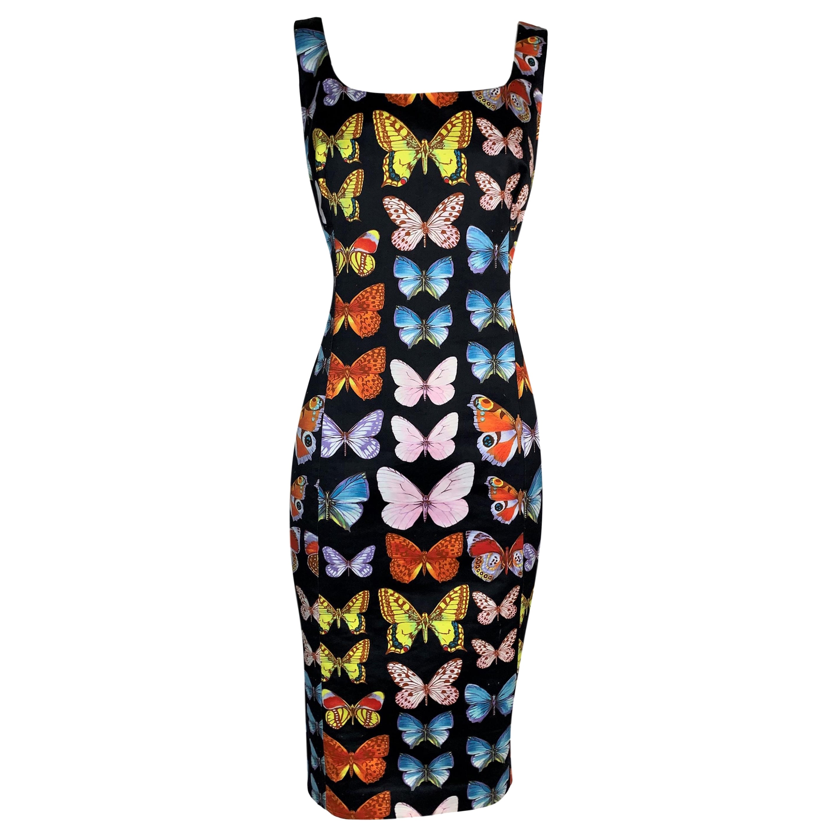Versace Dress Black Side Drawstring Rouching Asymmetrical Length 44 / 8 ...