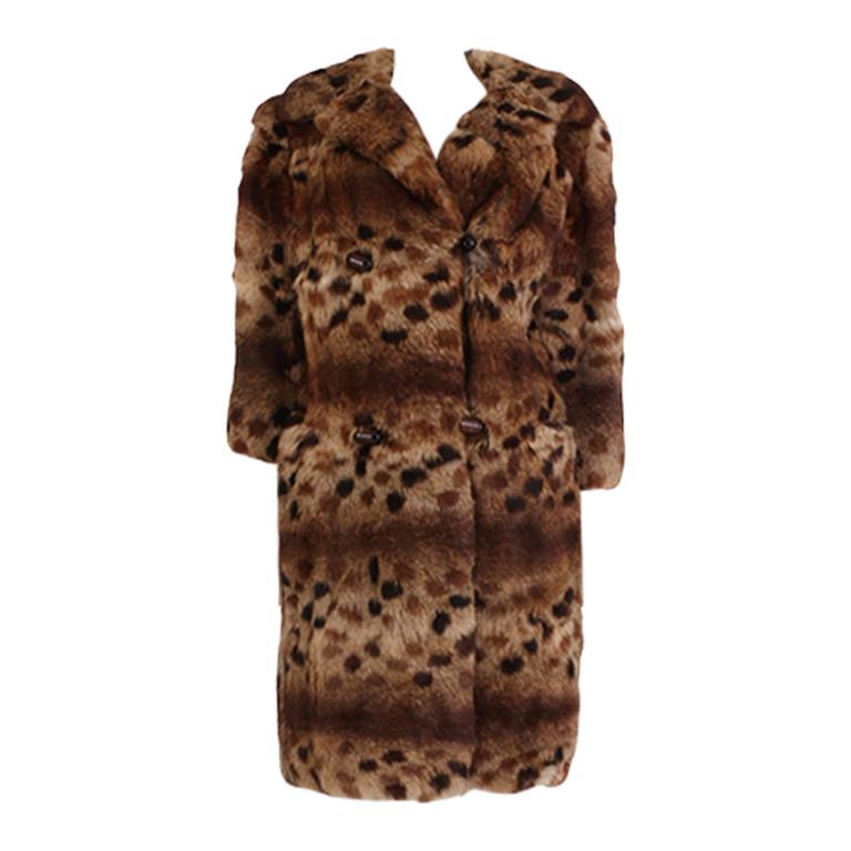 1960's Rabbit Fur Leopard Print Coat at 1stDibs