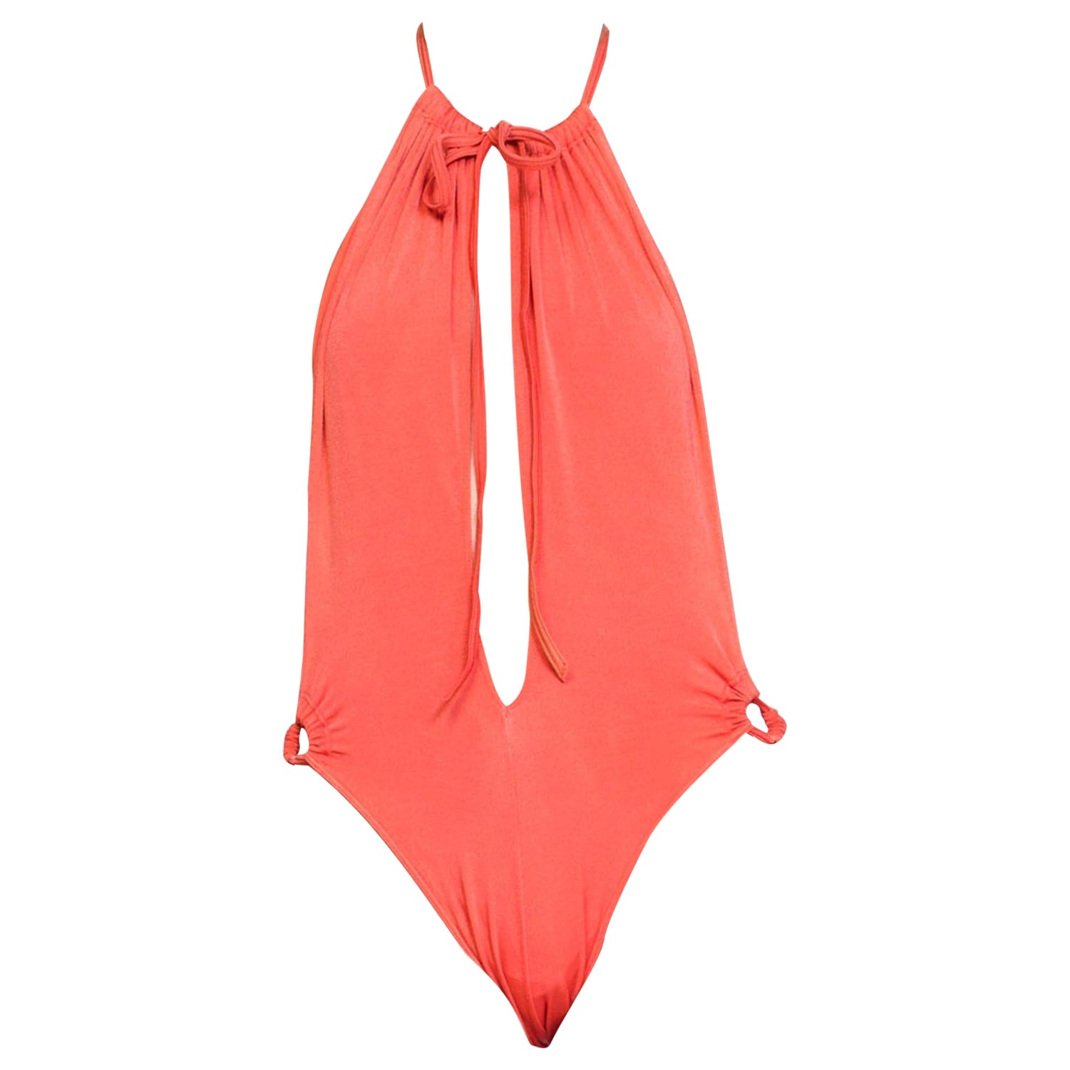 1980S Neon Pastel Backless One Piece Swimsuit With Side Cut Outs For ...