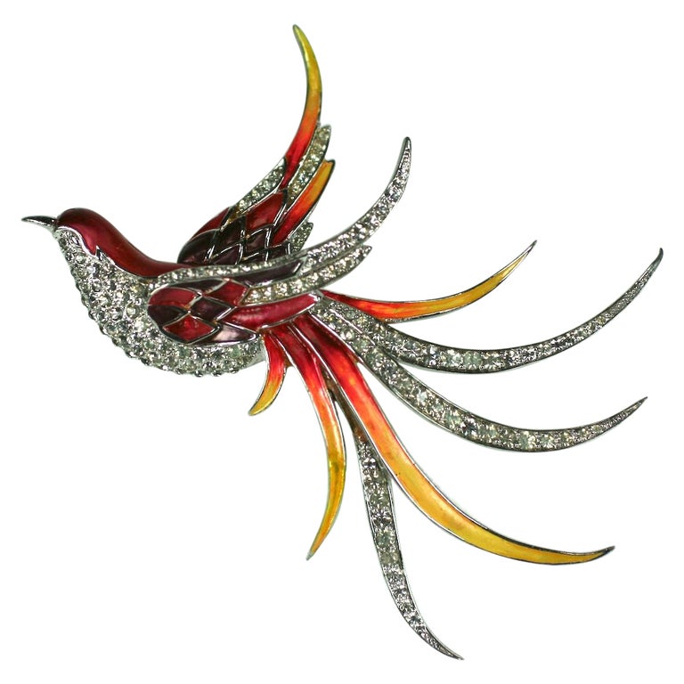 Early Marcel Boucher Enamel Bird of Paradise For Sale at 1stDibs