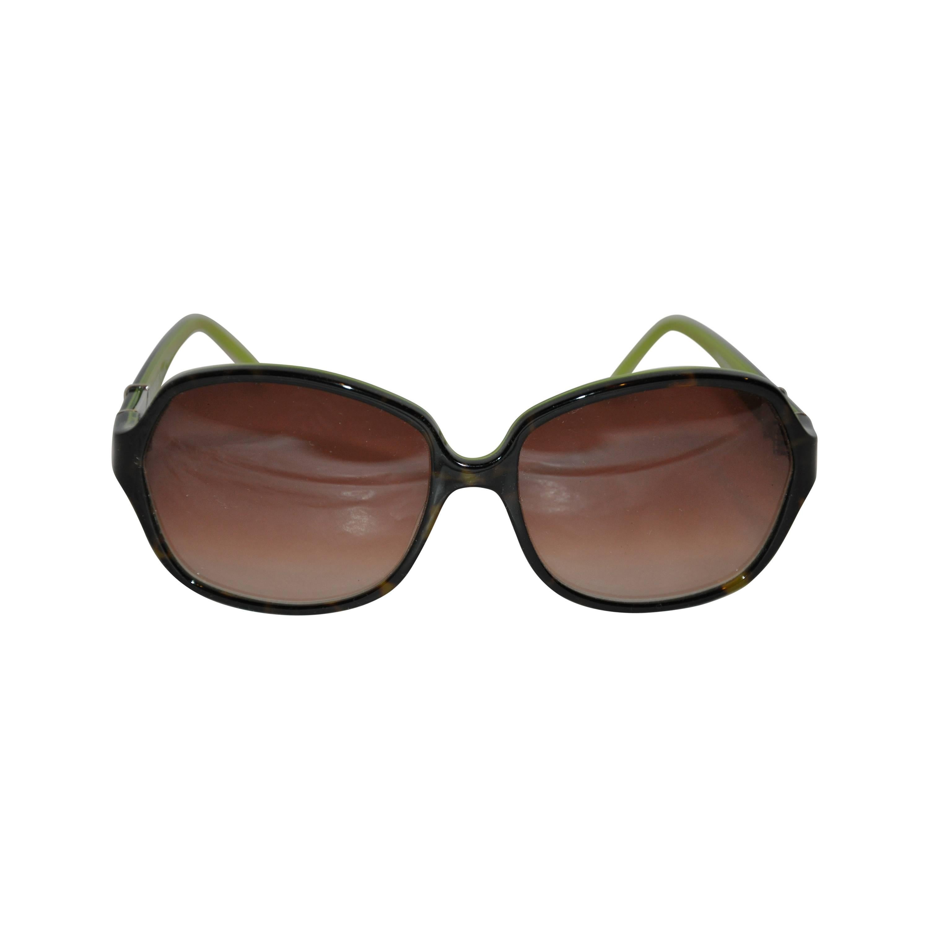 Robert Marc Handmade Black Lucite with Lime-Green Interior Sunglasses ...