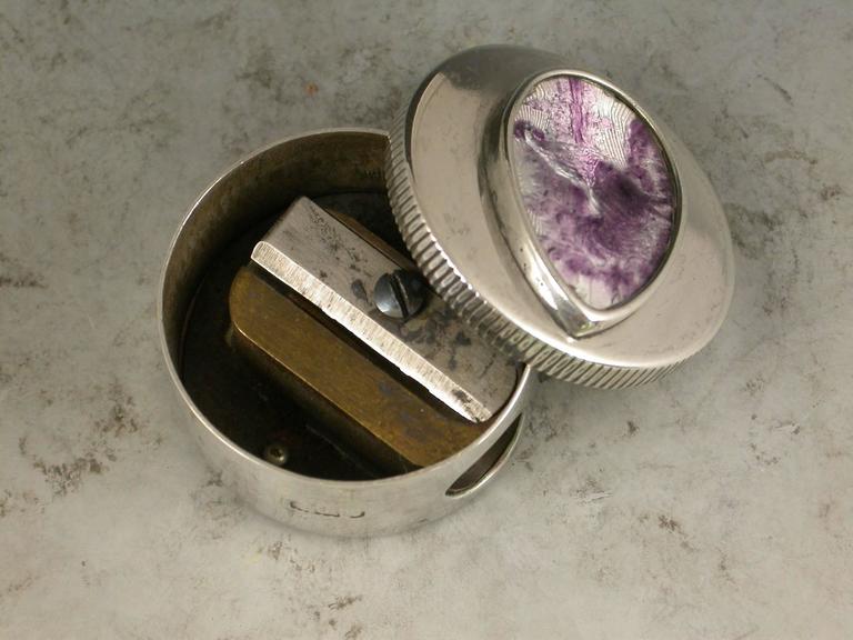 George V Antique Silver and Enamel Cockerel Pocket Pencil Sharpener at ...