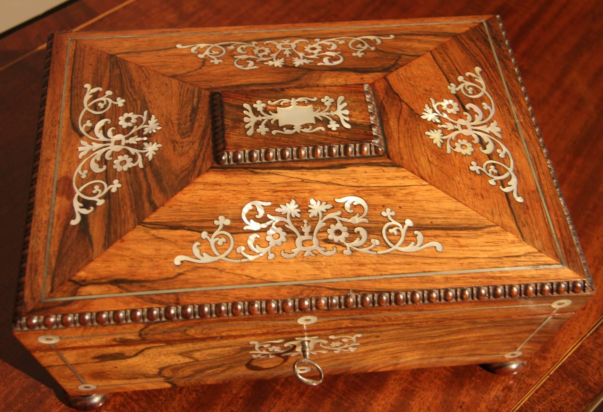Victorian Rosewood Sewing, Work Box with Mother of Pearl, circa 1860 at ...