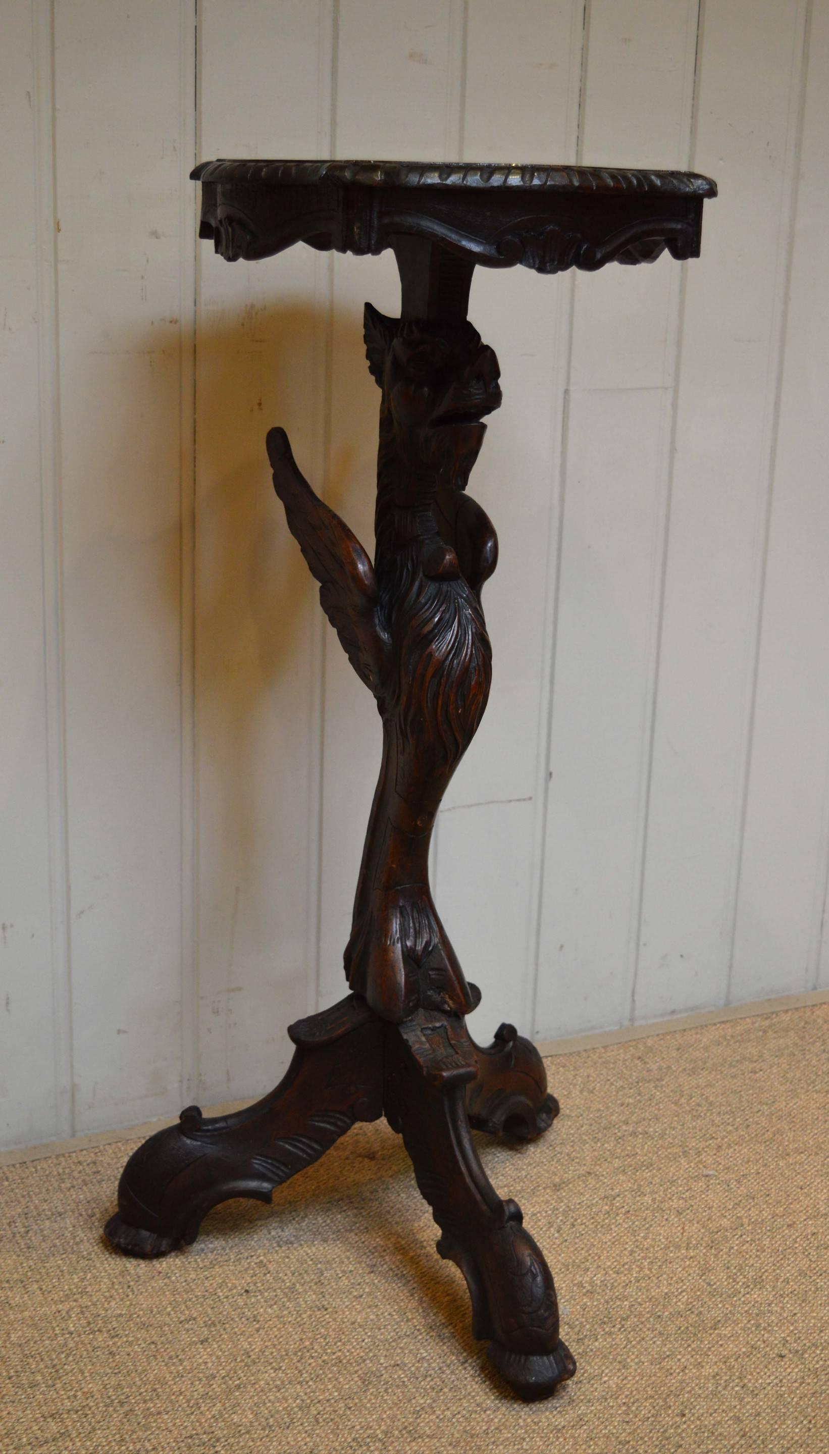 Unusual Carved Oak Griffin Table at 1stDibs