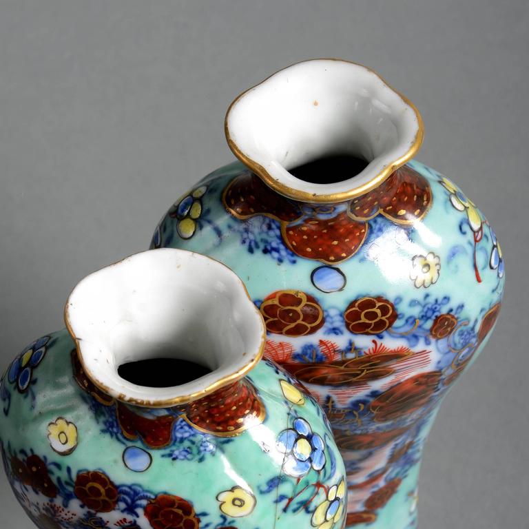 Pair of 18th Century Clobbered Vases at 1stDibs