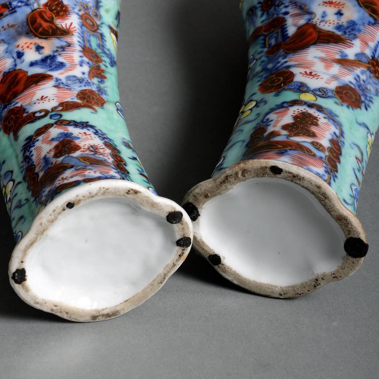 Pair of 18th Century Clobbered Vases at 1stDibs