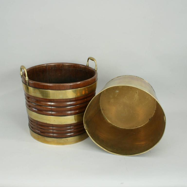 Fine Pair of Irish Peat Buckets in Mahogany and Brass For Sale at 1stDibs