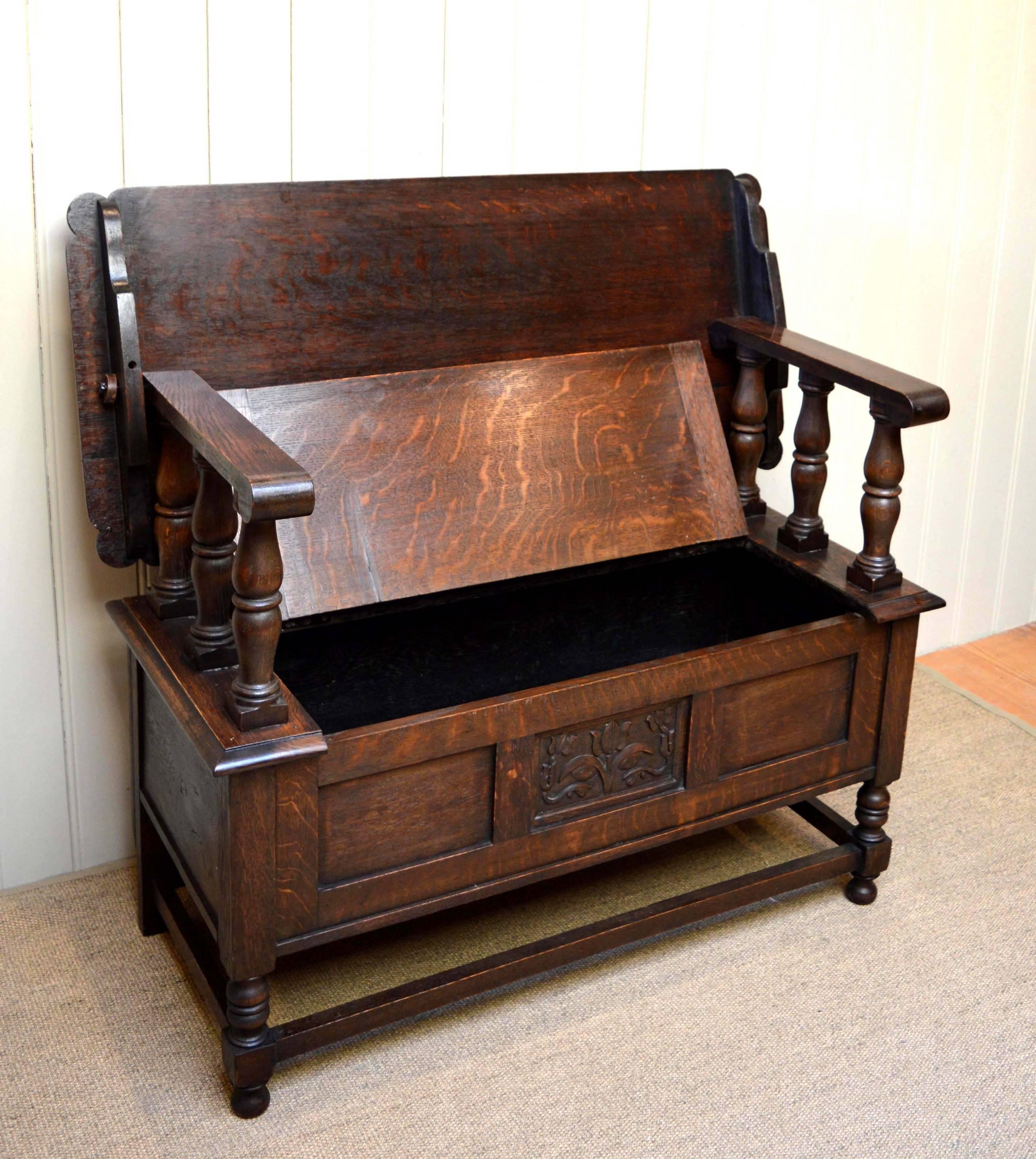 Solid Oak Monks Bench at 1stDibs