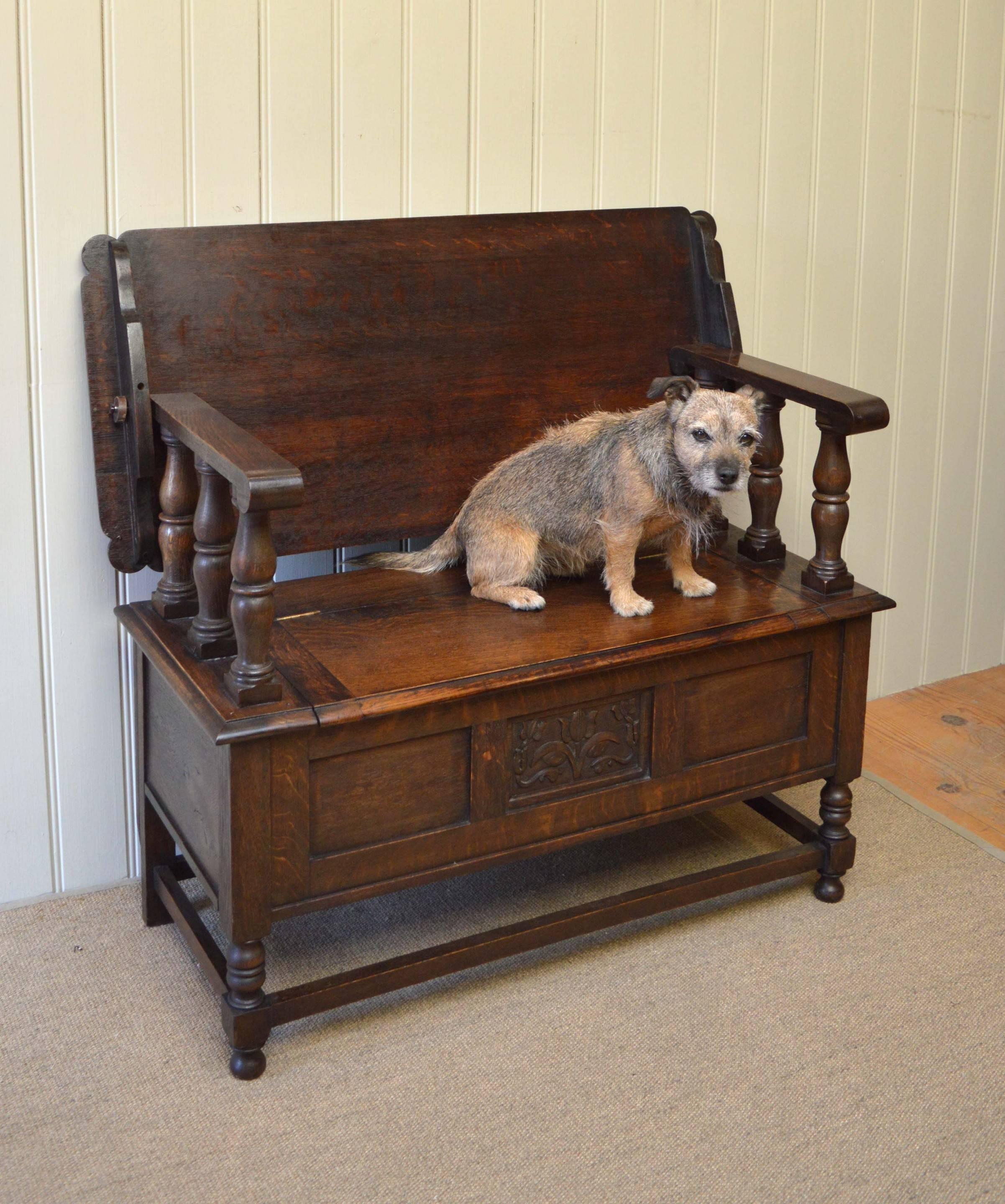 Solid Oak Monks Bench at 1stDibs
