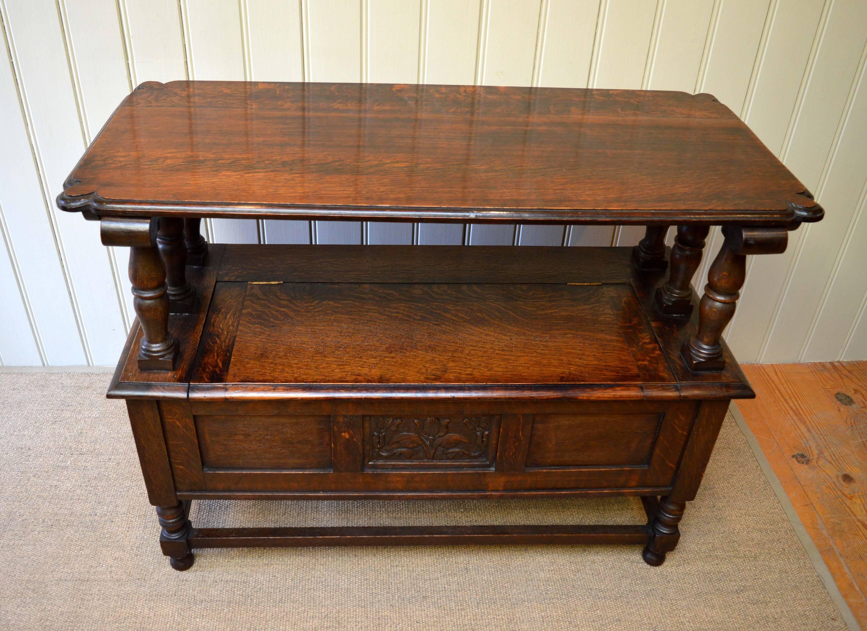 Solid Oak Monks Bench at 1stDibs