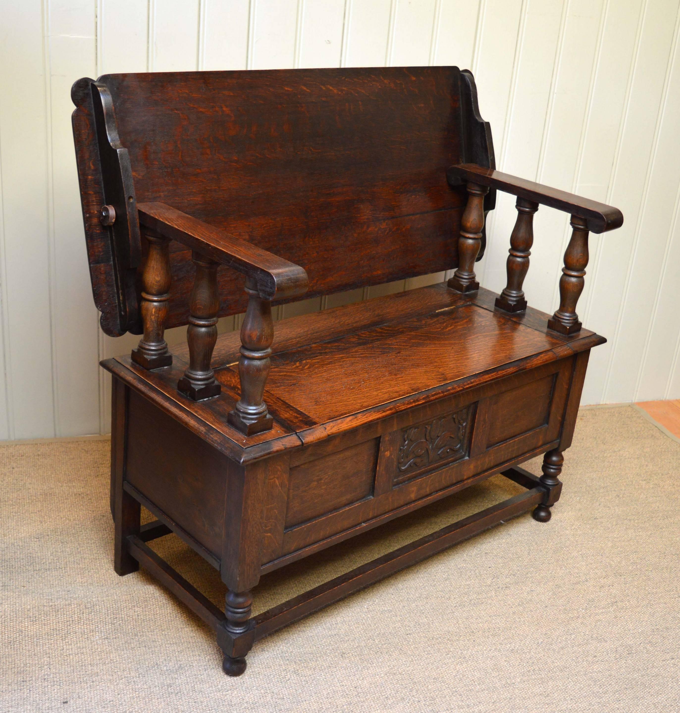 Solid Oak Monks Bench at 1stDibs