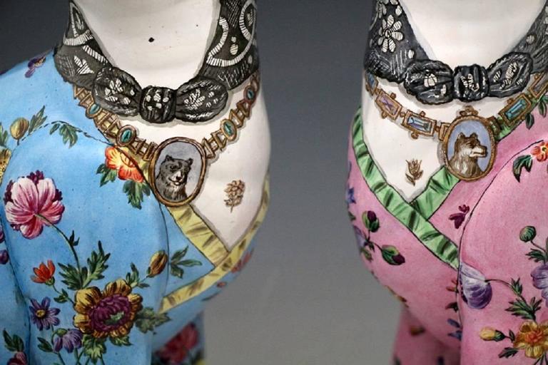 Pair of Antique Emile Galle Pottery Comical Cats, circa 1900 at 1stDibs