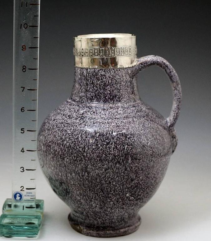 Early Delftware Pottery Malling Jug with Silver Collar at 1stDibs