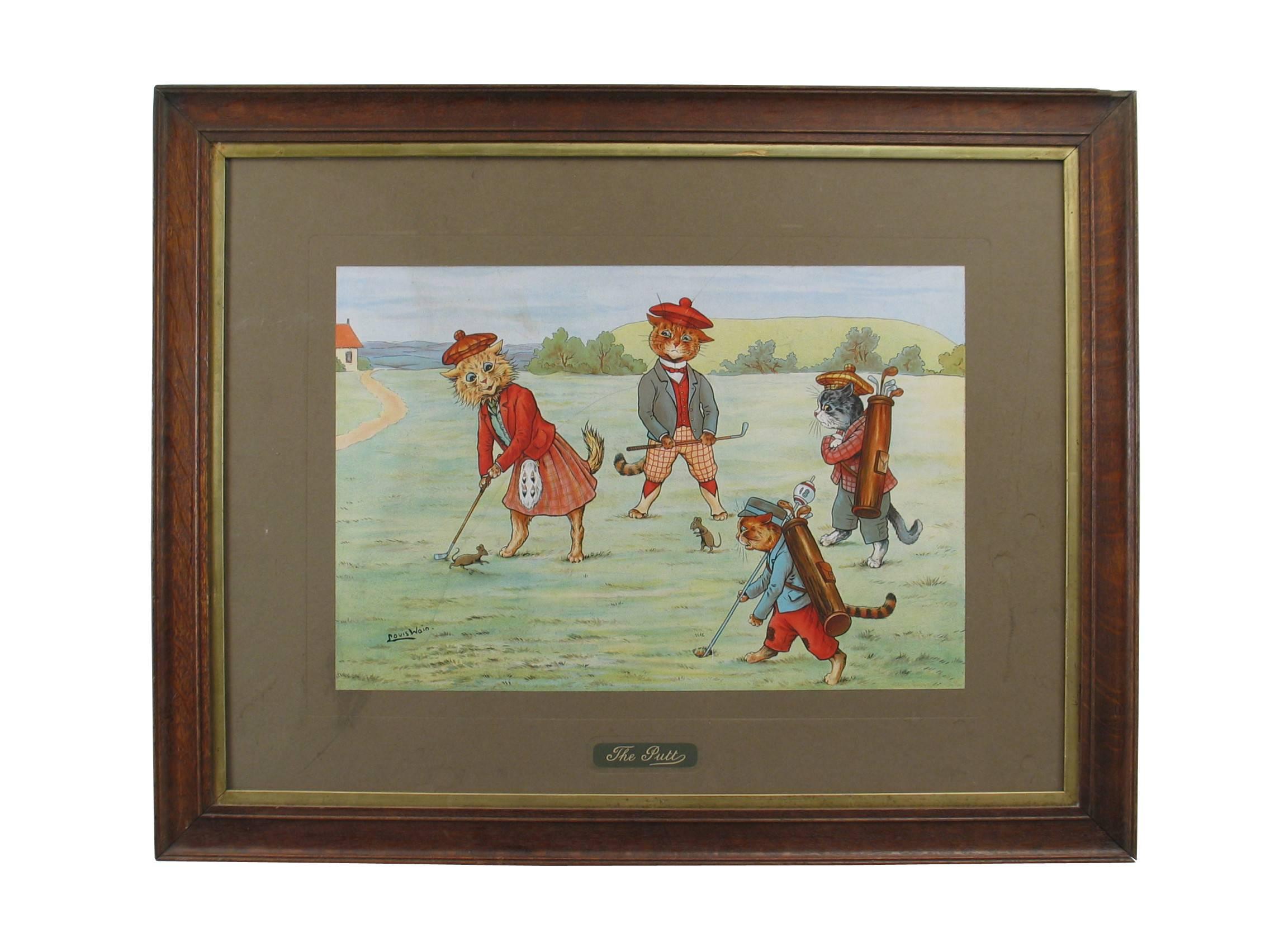 Cats Playing Golf, Pair of Humorous Golf Prints at 1stDibs | cat ...