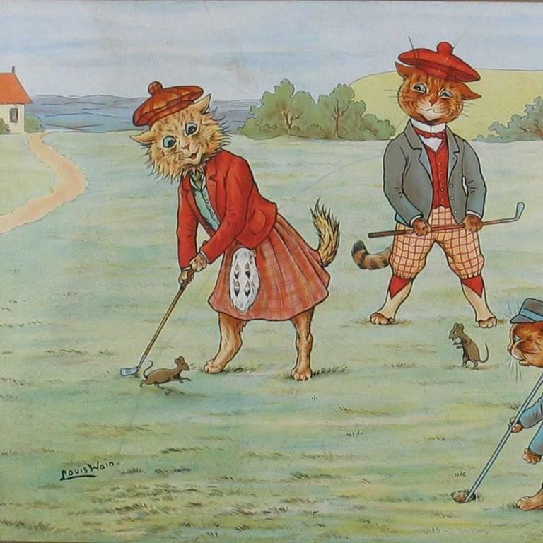 Cats Playing Golf, Pair of Humorous Golf Prints at 1stDibs | cat ...