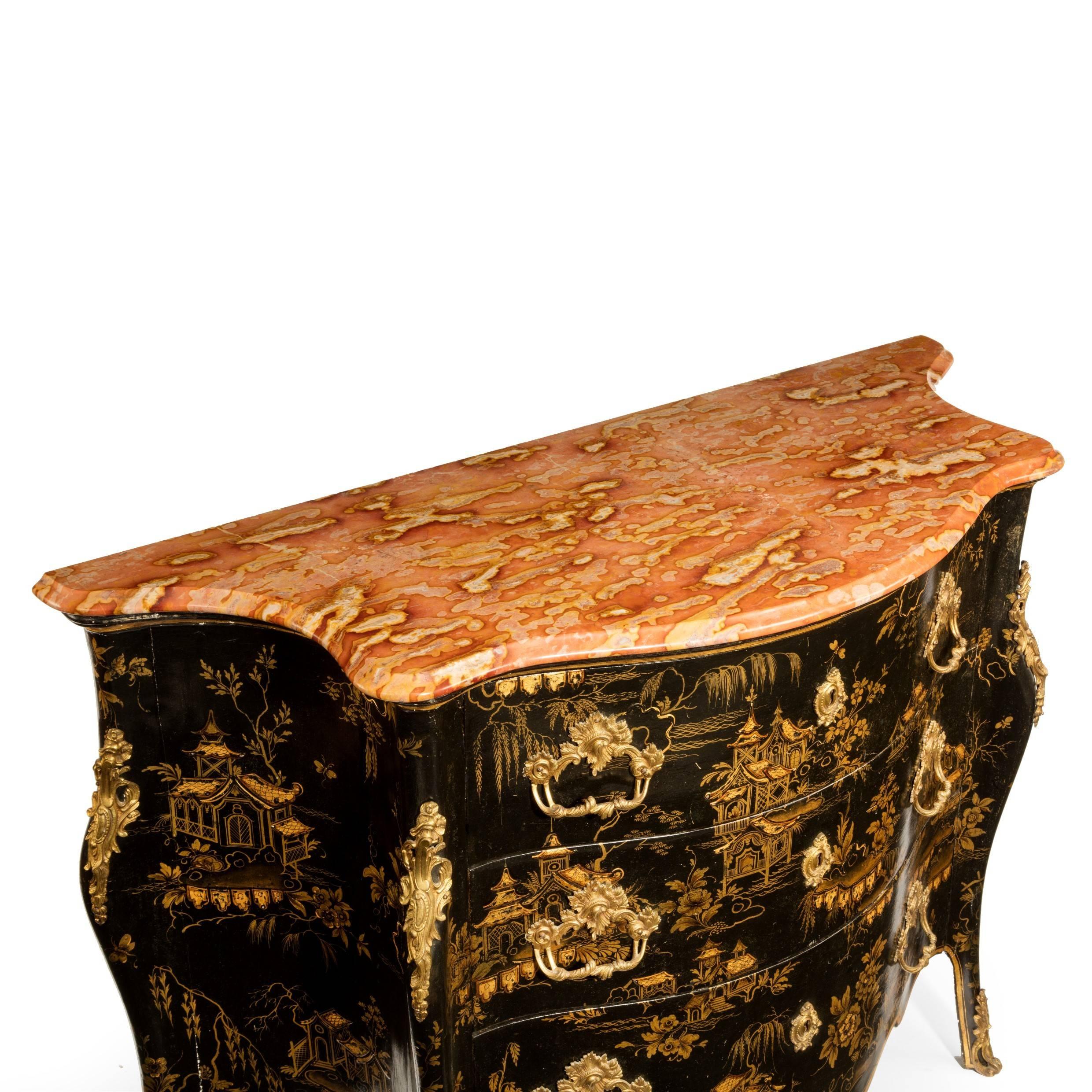 Bombé Commode Black Lacquer at 1stDibs