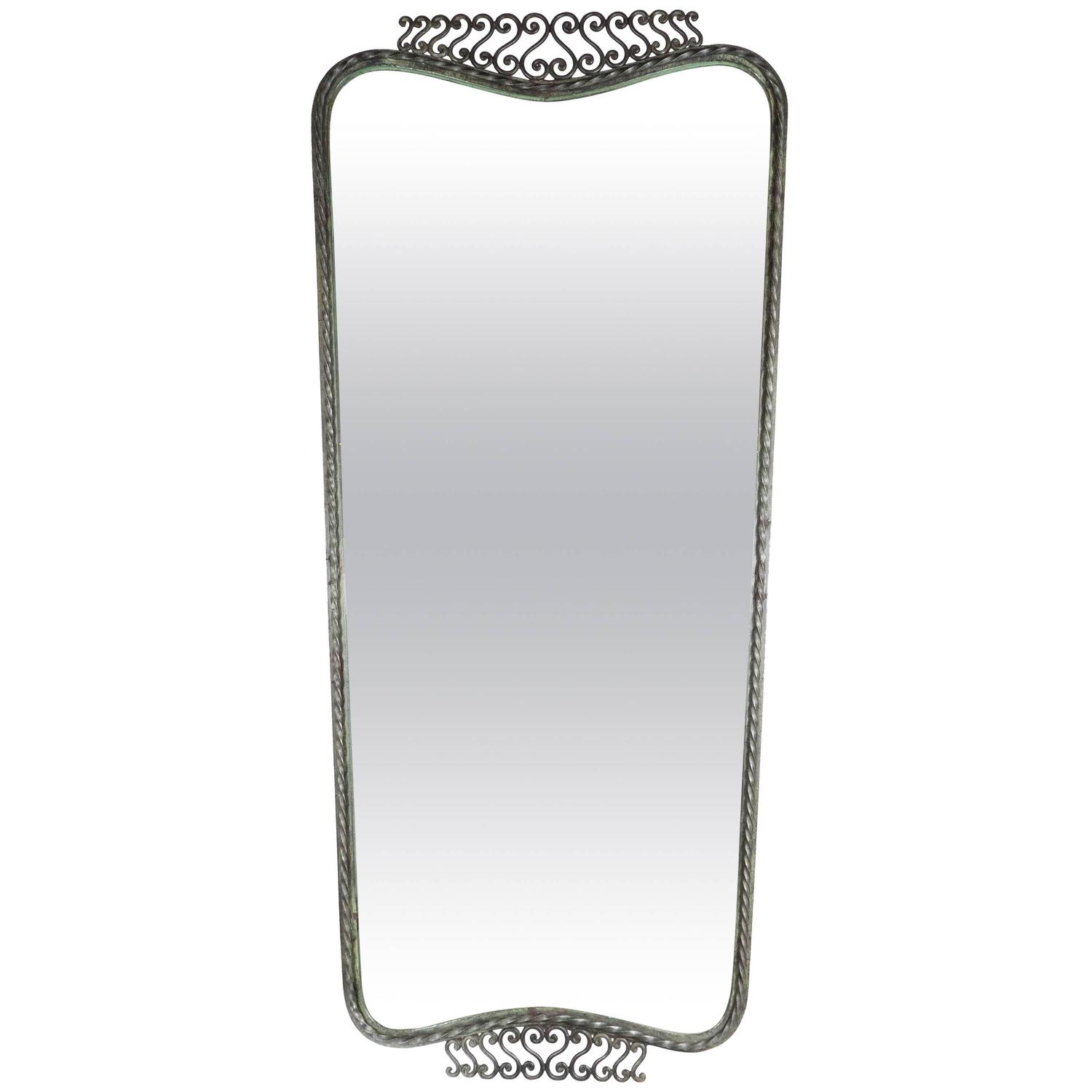 Sophisticated Art Deco Wrought Iron Shield Form Mirror with Scroll ...