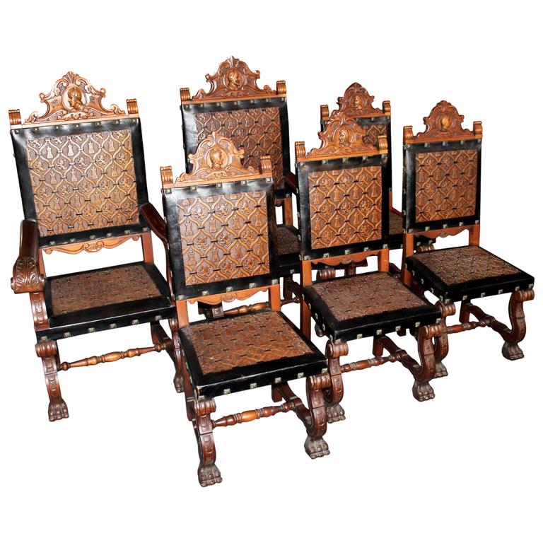 Set of Six Early 20th Century Spanish Style Chairs at 1stDibs