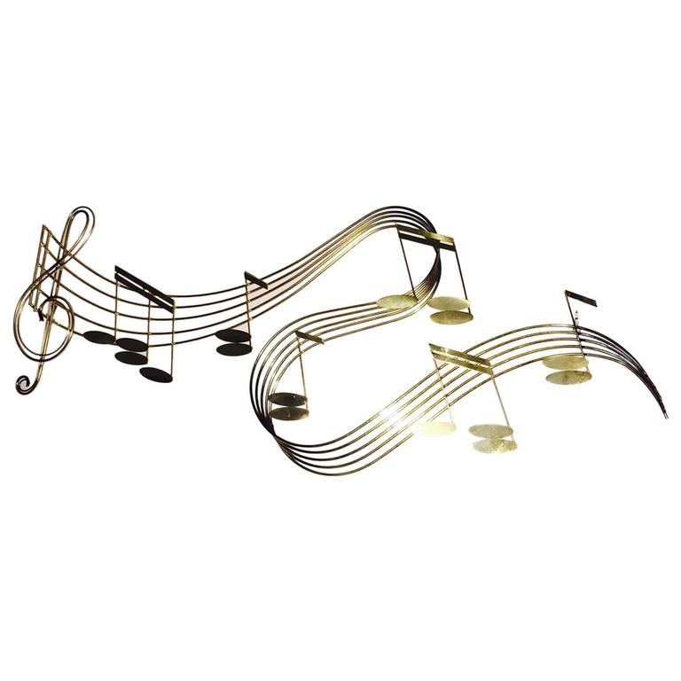 C Jere Brass Music Notes Wall Hanging Sculpture at 1stDibs