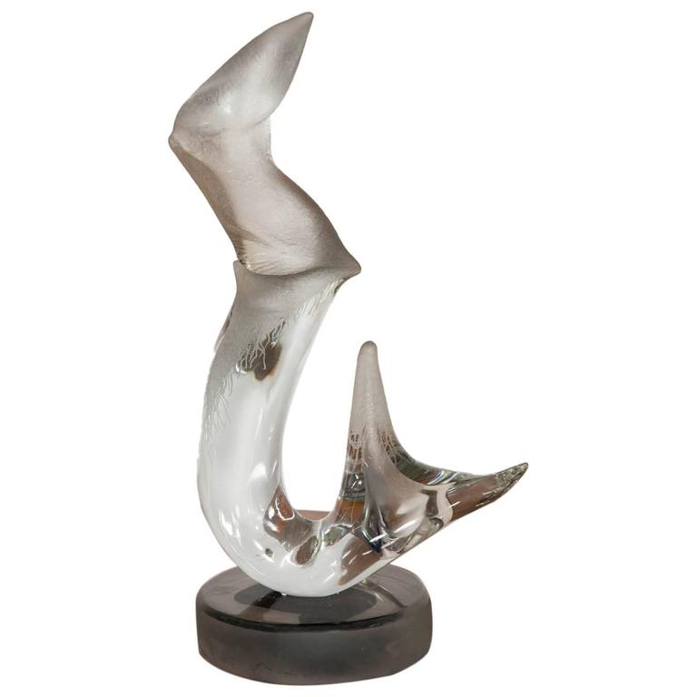 1960s Italian Glass Sculpture, Signed Mazzega Murano at 1stDibs