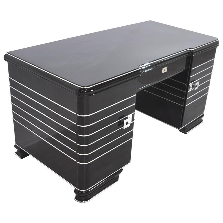 Chrome Liner Art Deco Desk at 1stDibs