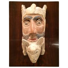 1940's Mythical Mexican Folk Art Tin Chupacabra Wall Mask at 1stdibs