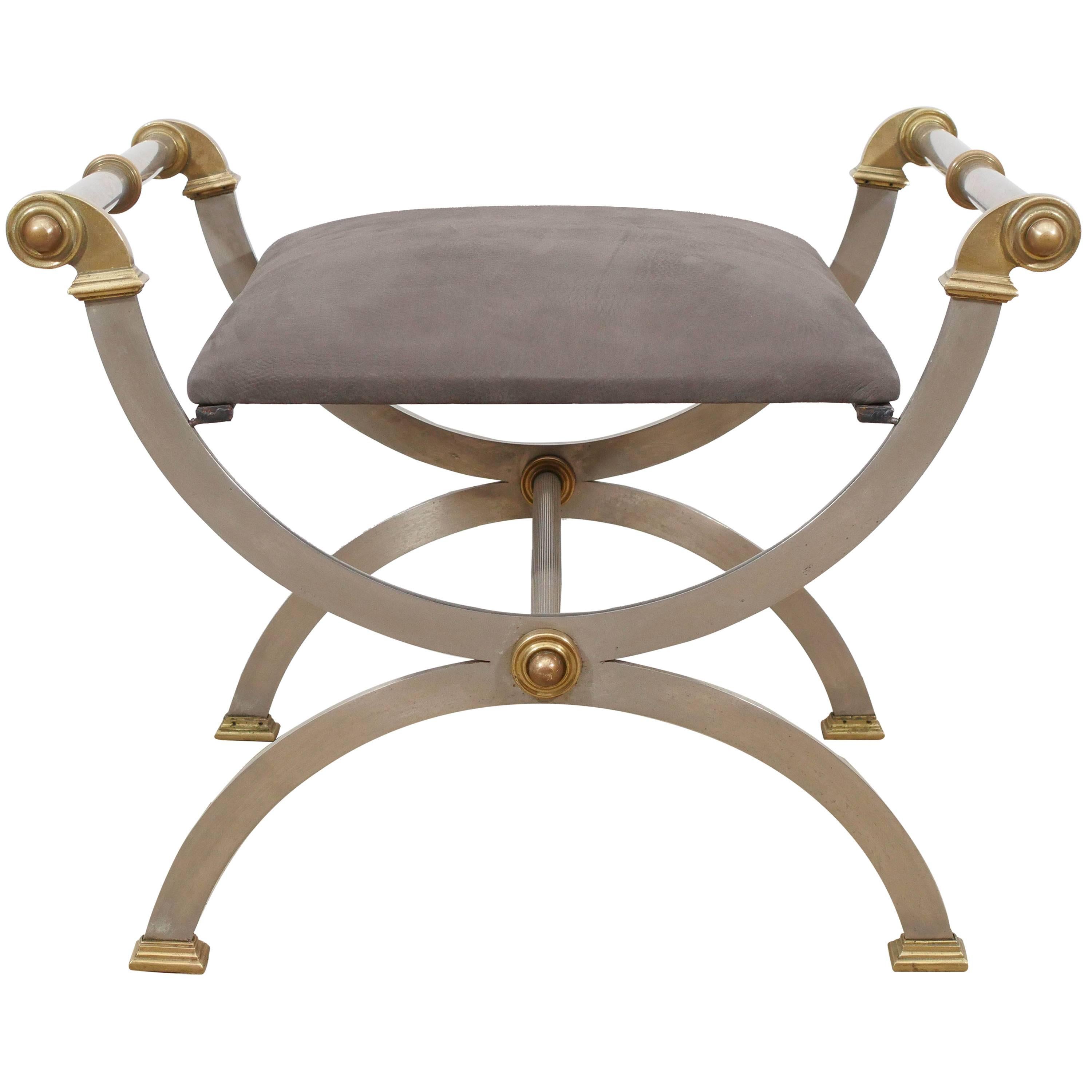 Steel and Brass Curule Bench For Sale at 1stDibs