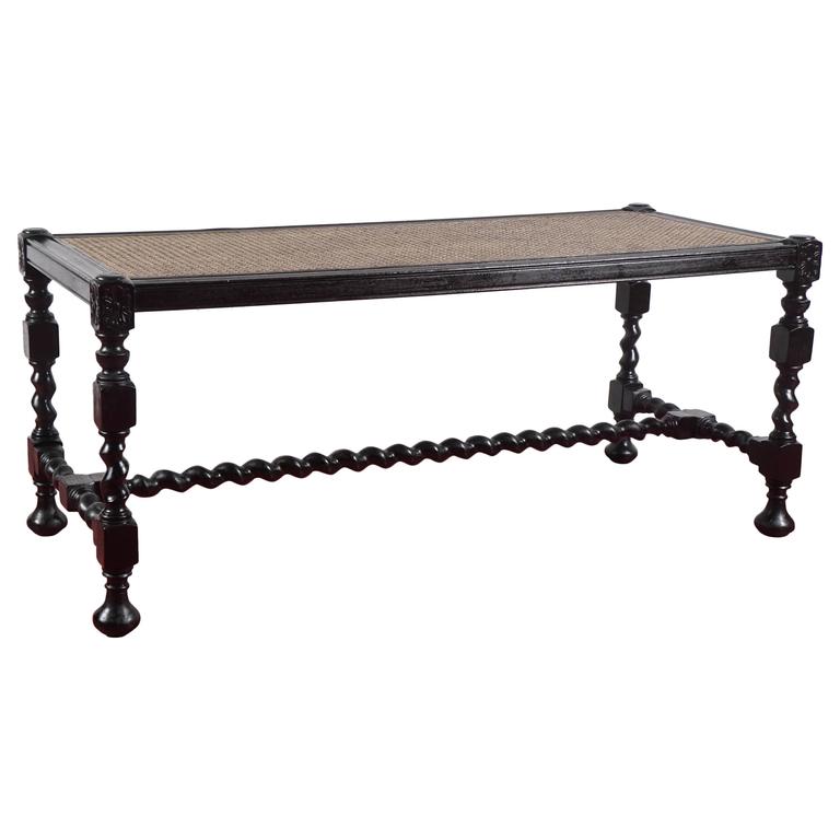Jacobean Style Bench/Cane Inset Seat at 1stDibs