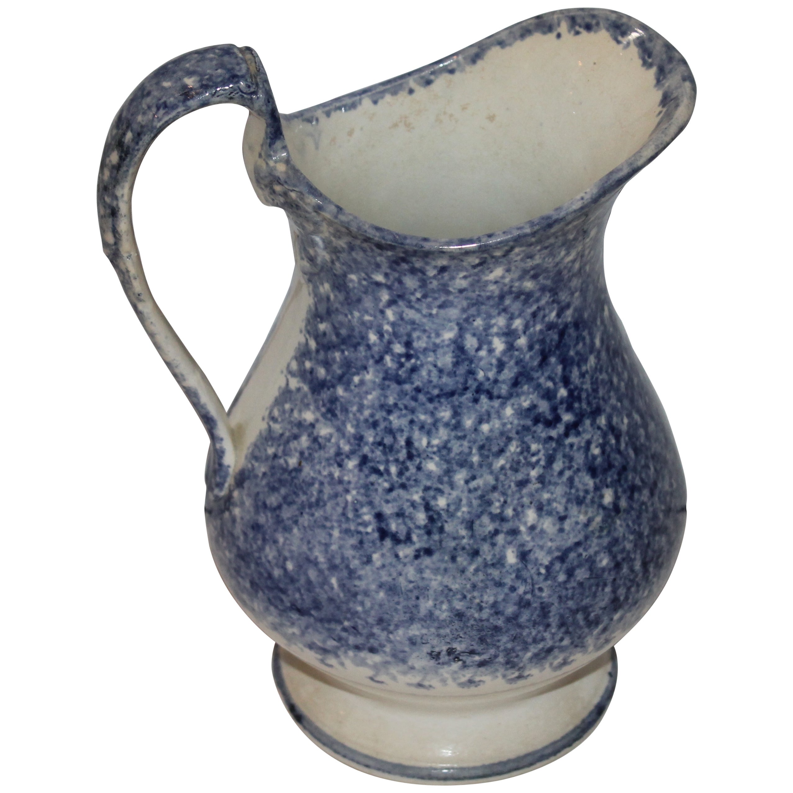 19th Century Spongeware Water Pitcher at 1stDibs